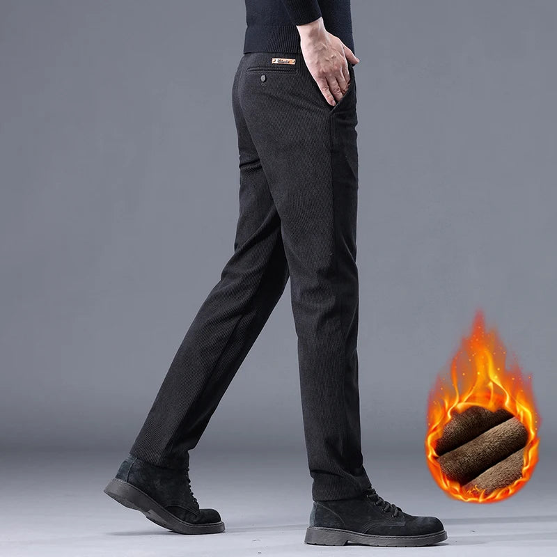 neverfunction Men’s Winter Pants – Smart Casual Fleece Straight Trouse ...